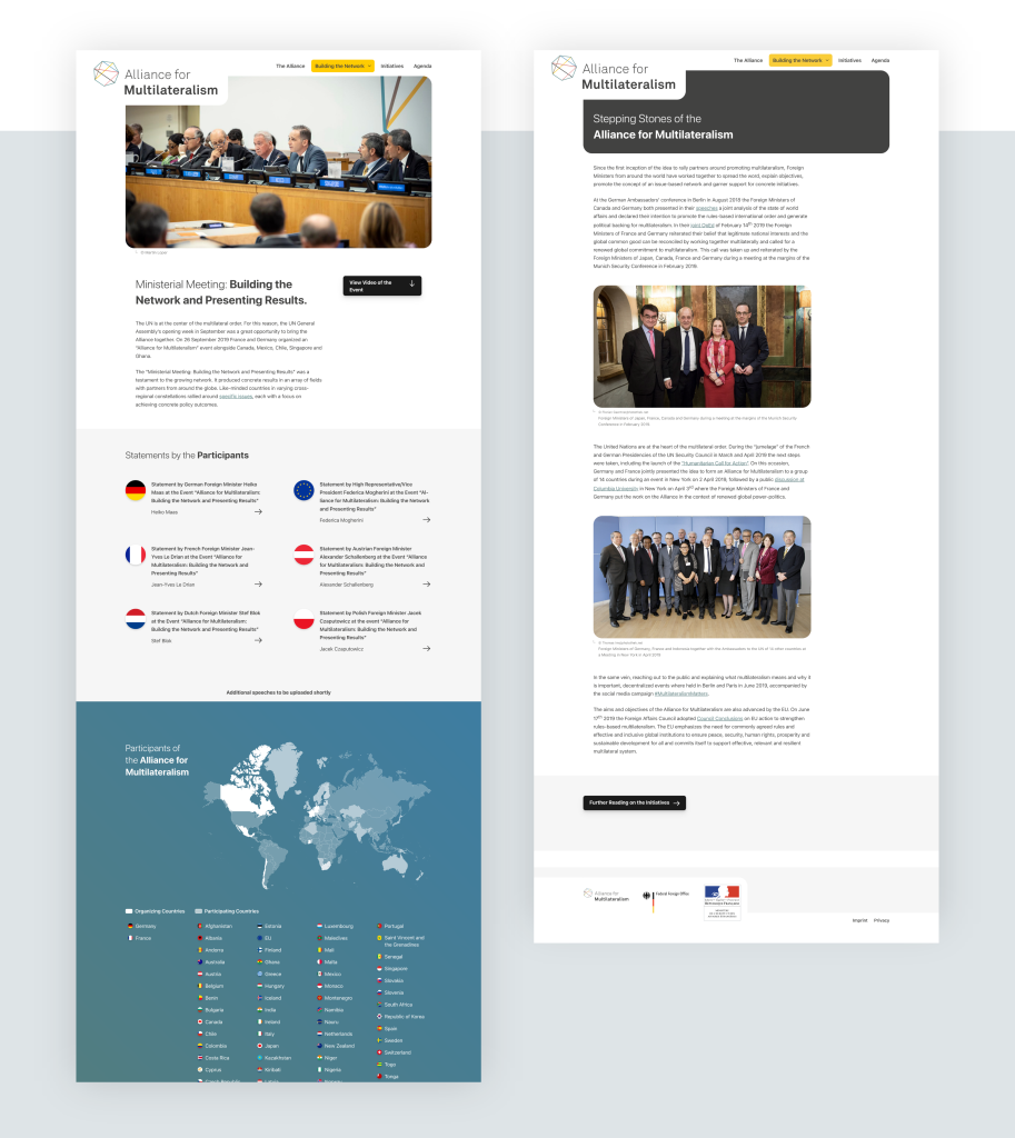 Alliance for Multilateralism – Website-Umsetzung nach MVP-Ansatz ...